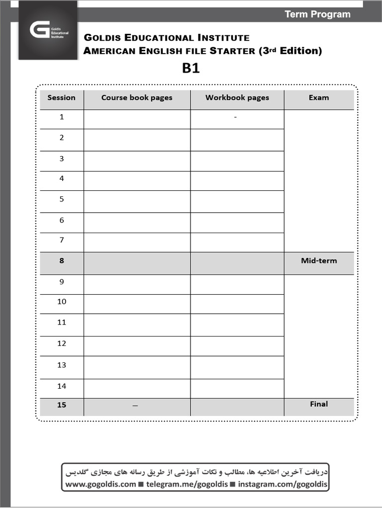 American English File Starter B1 Course Guide | PDF