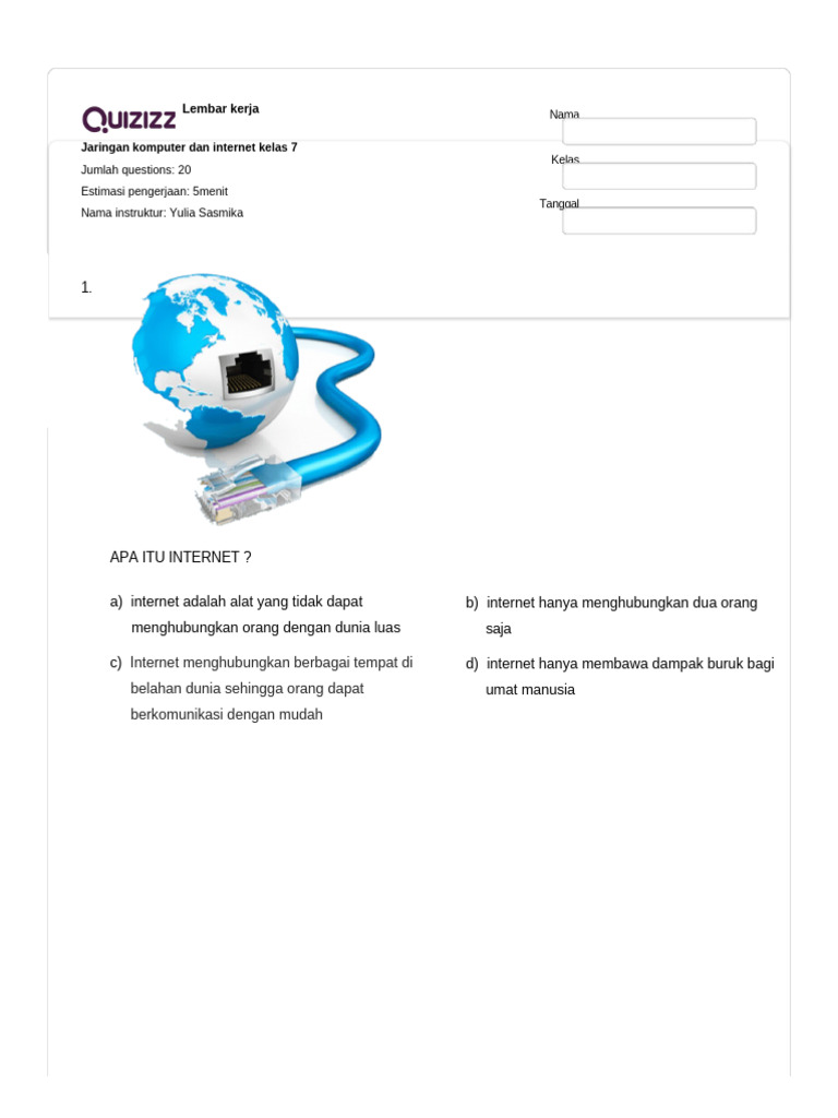 Worksheet - Quizizz | PDF