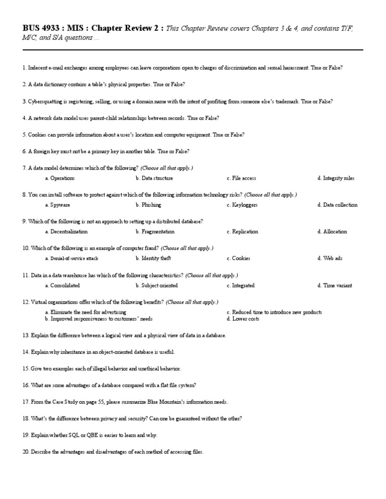 BUS 4933 MIS Chapter 2 Review Questions | PDF | Computers