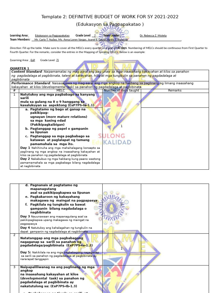 EsP 7 Template 2 DBOW | PDF