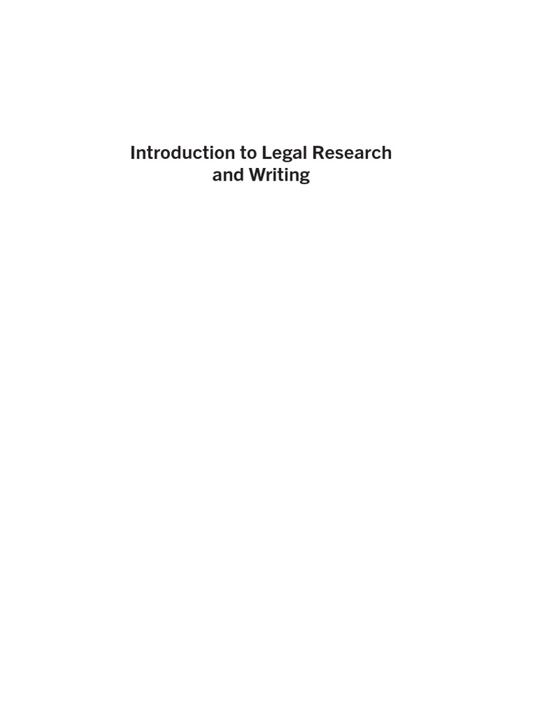 Introduction To Legal Research and Writing | PDF | Brief (Law) | Lawyer