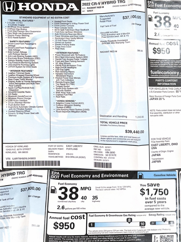 Honda CRV Specs | PDF