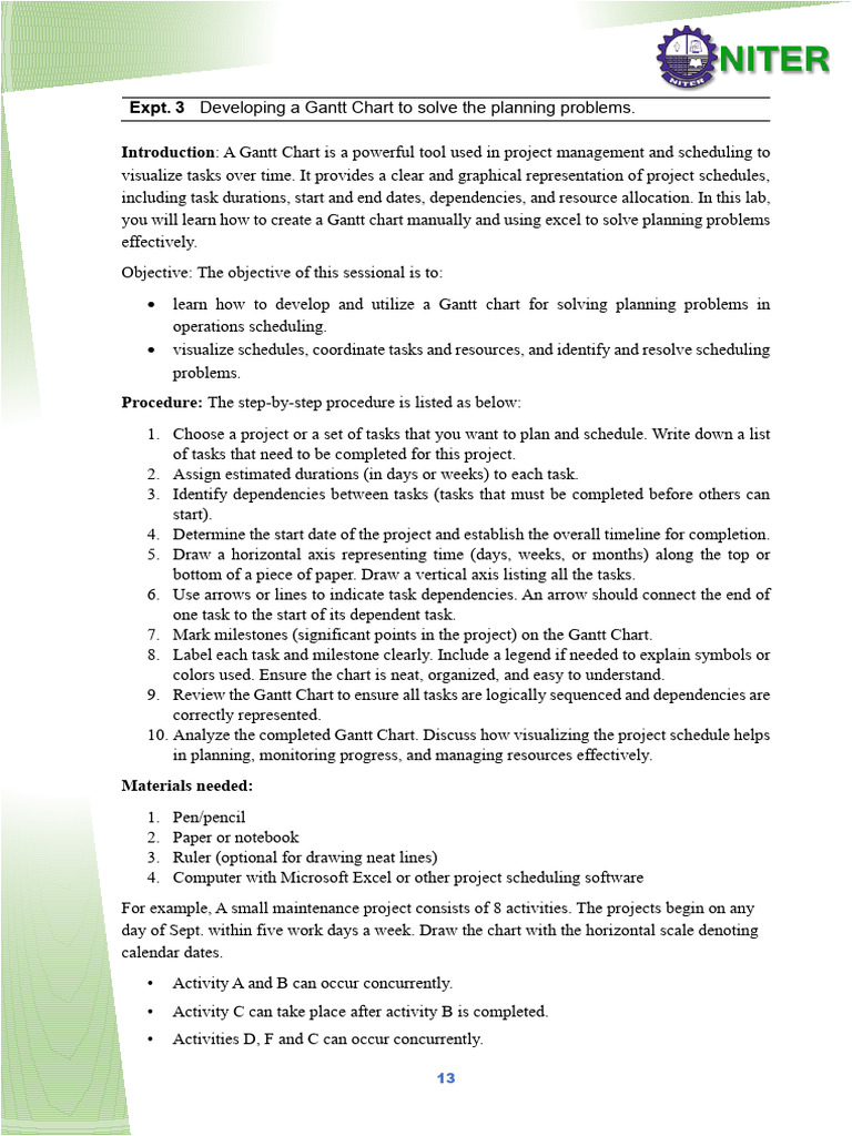 Lab Sheet_Operations Management NITER | PDF