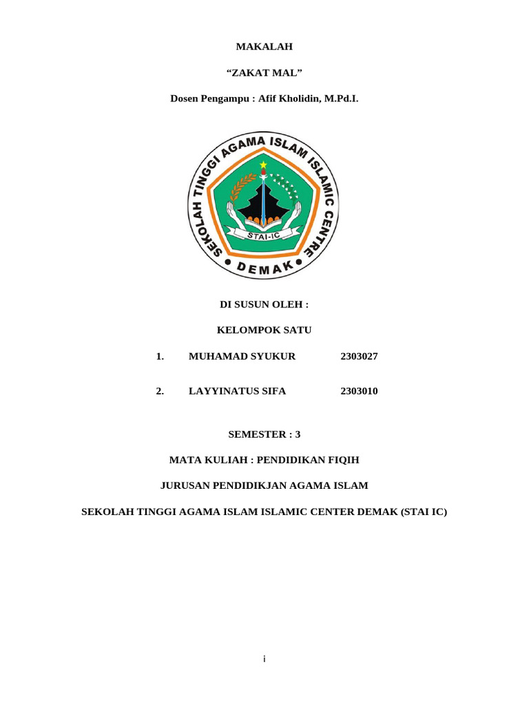 Fiqih - KL9 Zakat Mal | PDF