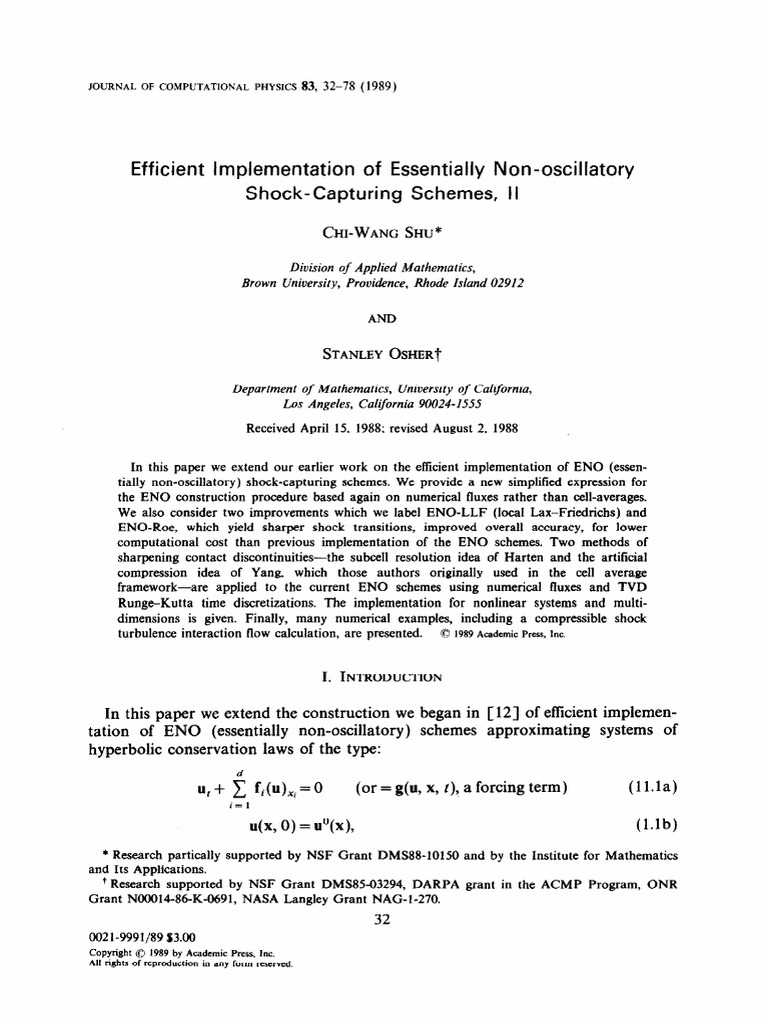 1989 - Efficient Implementation of Essentially Non-Oscillatory Shock ...