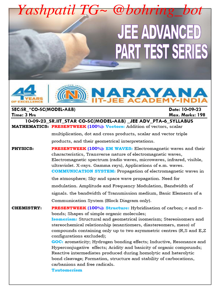 10_09_23_SR_IIT_STAR_CO_SCMODEL_A&B_JEE_ADV_2020P_I_PTA_6_QP | PDF | Waves | Amplitude
