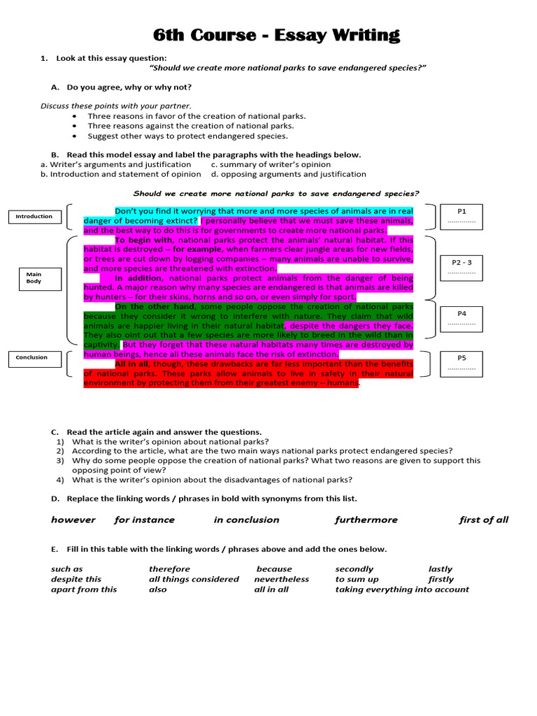 6th Course OPINION ESSAY (Revised 2021) | PDF | Endangered Species | Essays
