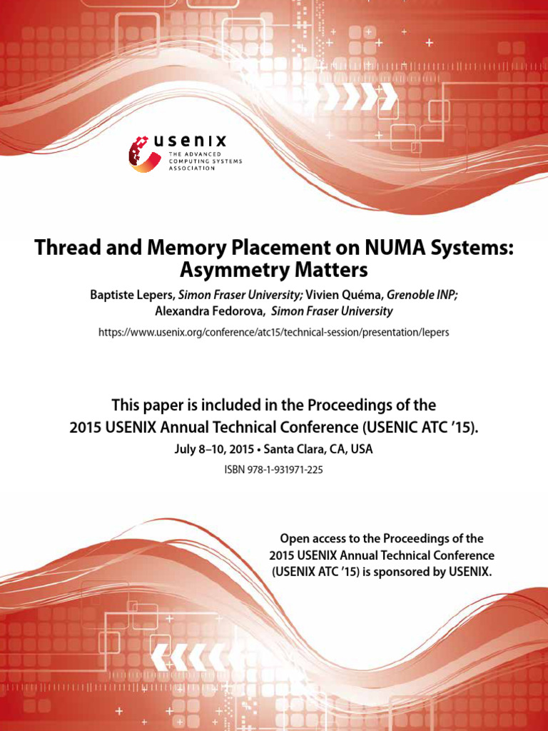 2015 - Thread and Memory Placement On NUMA Systems - Asymmetry Matters | PDF | Computer Cluster ...