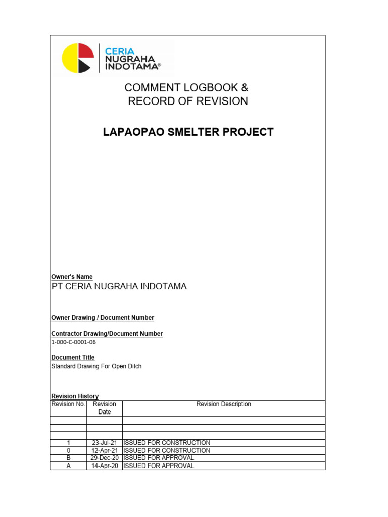 1-000-C-0001-06 - Standard Drawing Open Ditch Rev 1 | PDF | Building ...