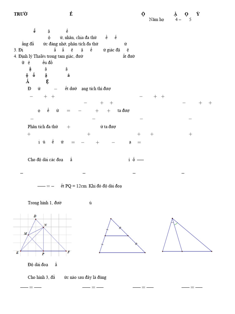 24-25 Đề Cương HKI Toán 8 | PDF