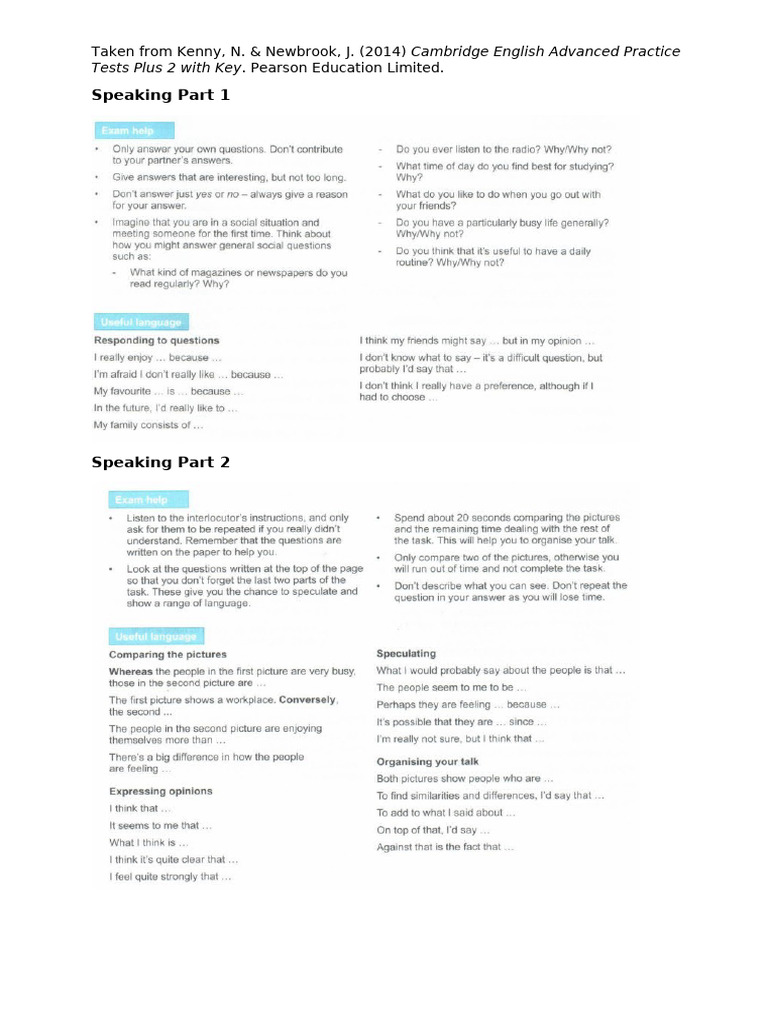 Speaking Exam Tips and Useful Language | PDF