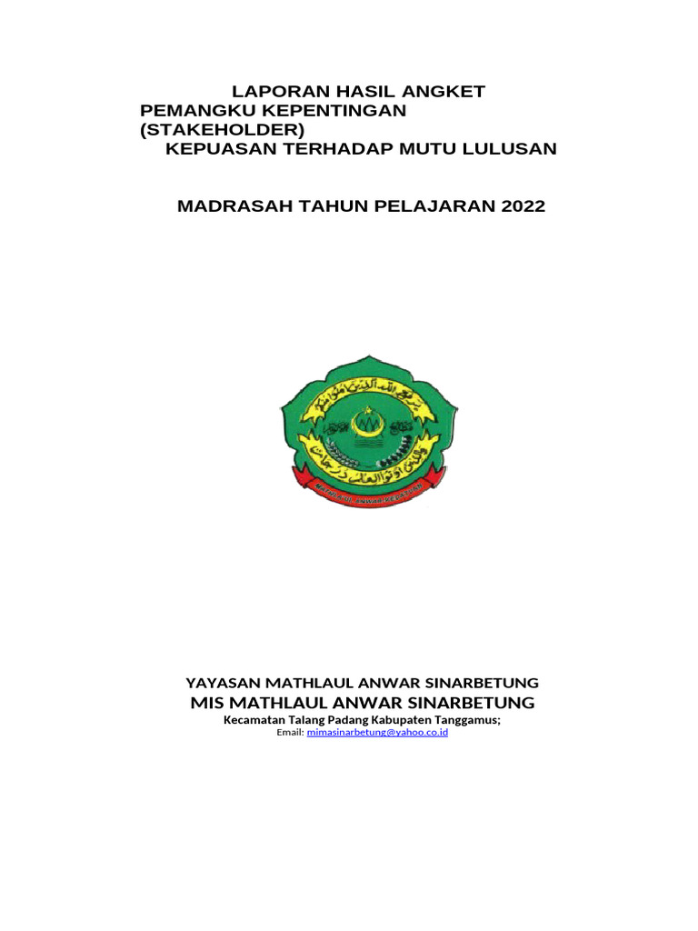 Angket Pemangku Kepentingan, Butir 11 | PDF