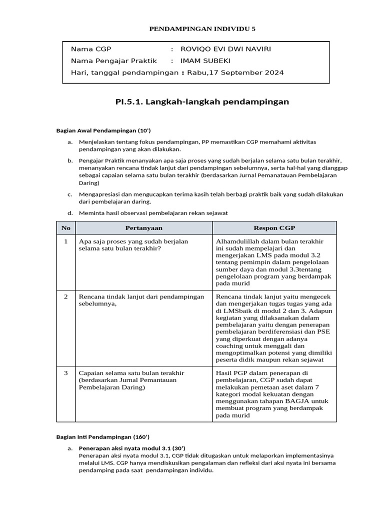 Pendampingan Individu untuk CGP | PDF