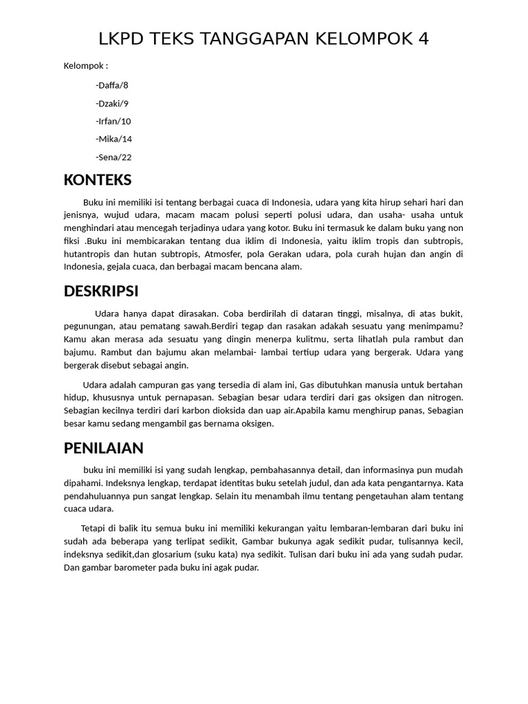 Teks Tanggapan KLMPK 4 | PDF