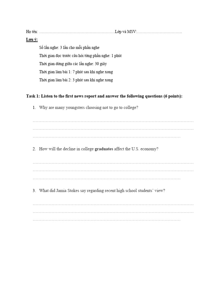Listening Comprehension Practice Tasks | PDF