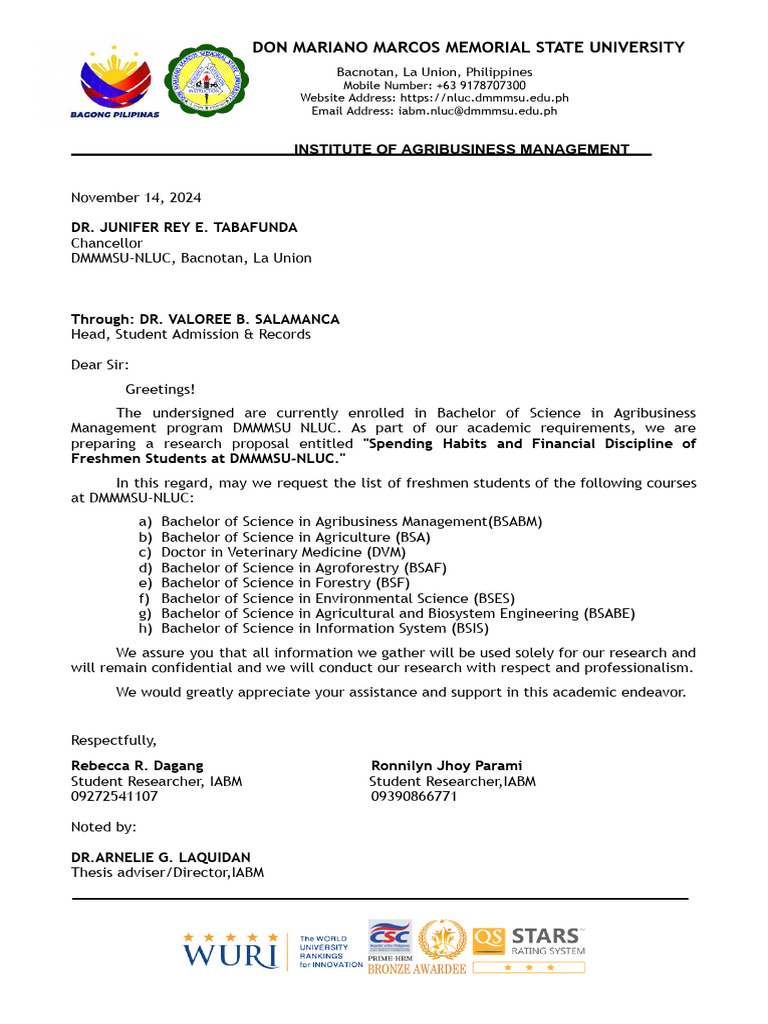 Thesis Letter FINAL | PDF