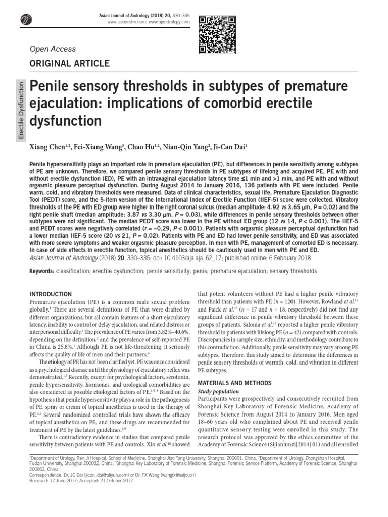 Peniles Sensory Thresholds | PDF | Orgasm | Perception
