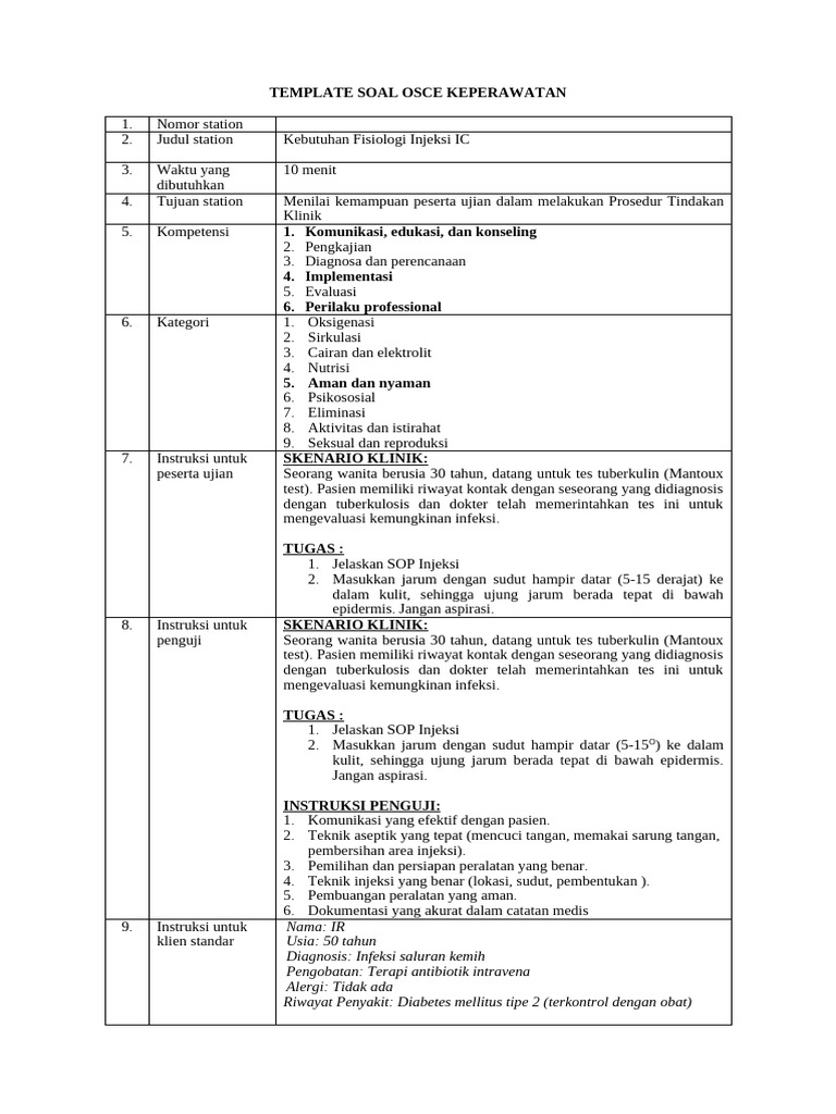 Template Soal Osce Ic | PDF