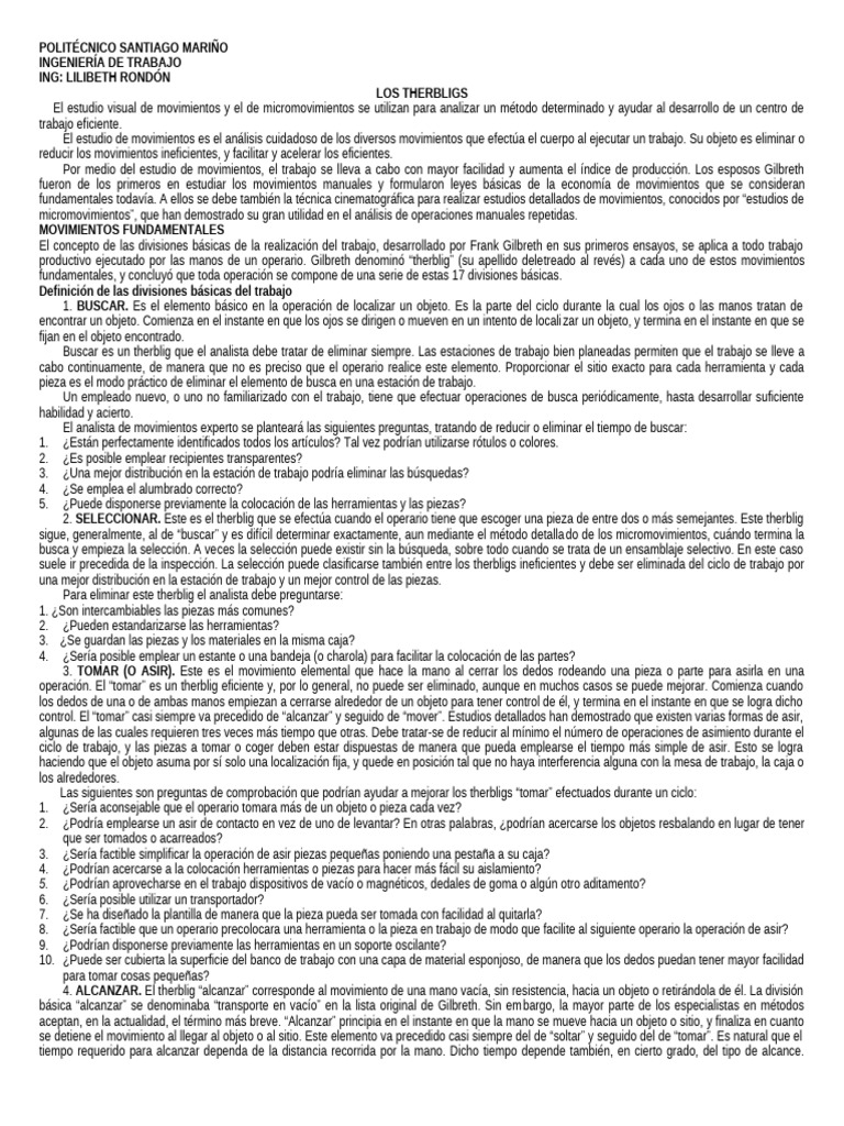 Therbligs: Optimización de Movimientos en el Trabajo | PDF | Tornillo ...