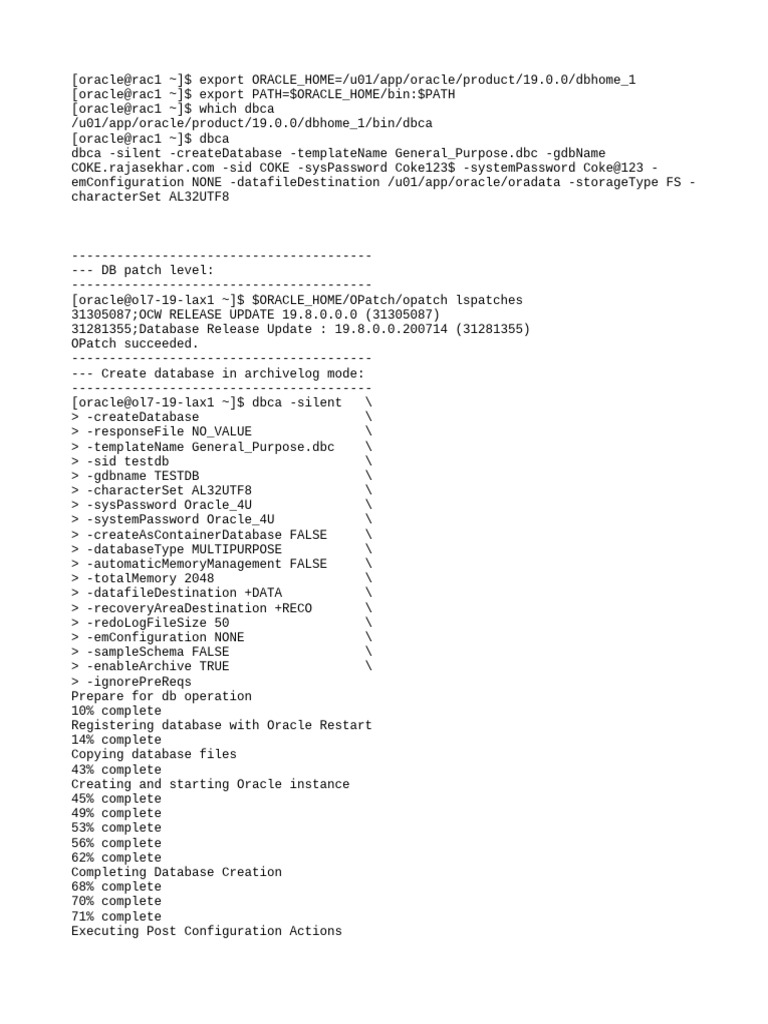 DBCA Silent | PDF | Databases | Oracle Corporation