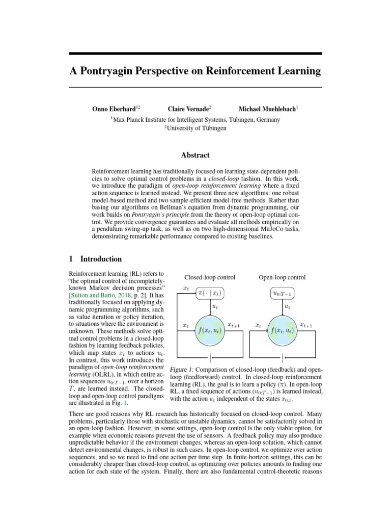 A Pontryagin Perspective on Reinforcement Learning | PDF | Mathematical Optimization | Control ...