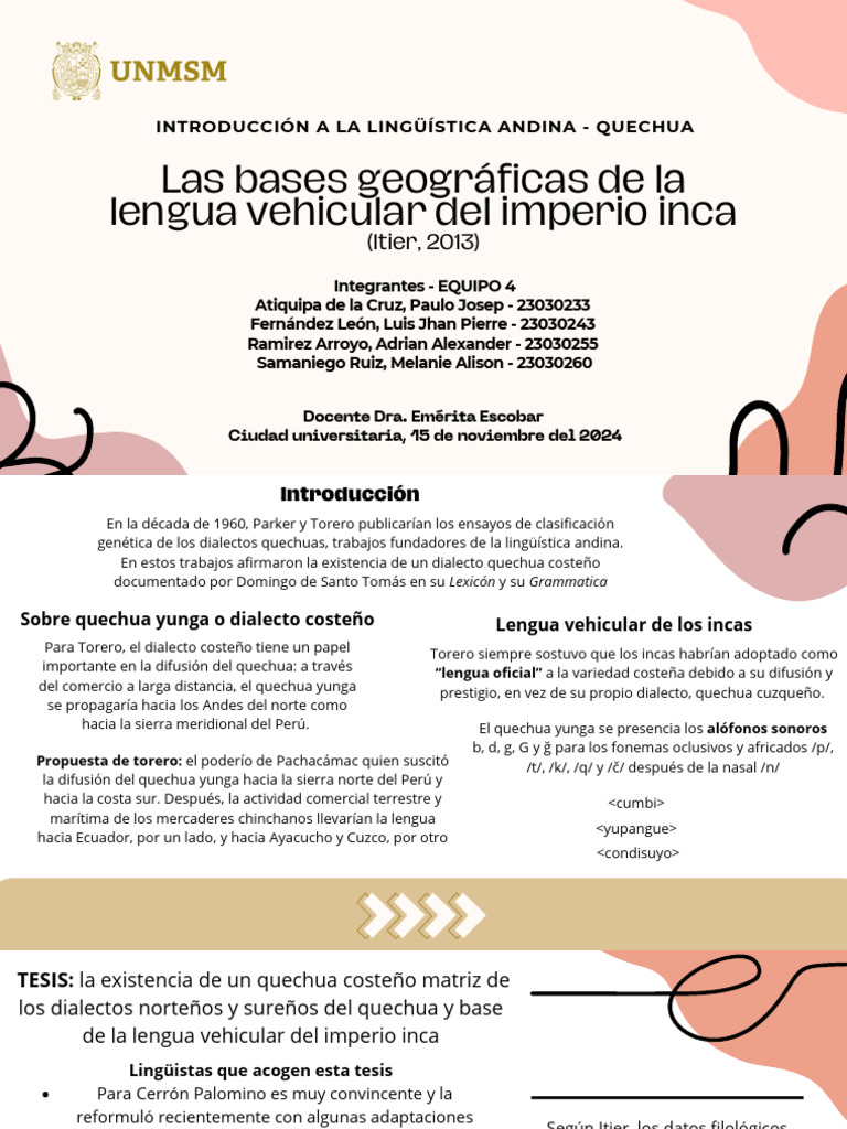 Las bases geográficas de la lengua vehicular del imperio inca | PDF ...