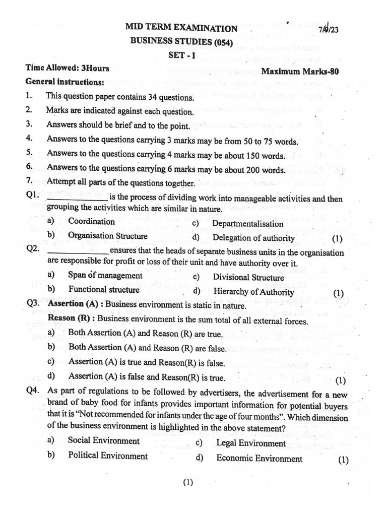 Class 12 Bst Sample Format | PDF