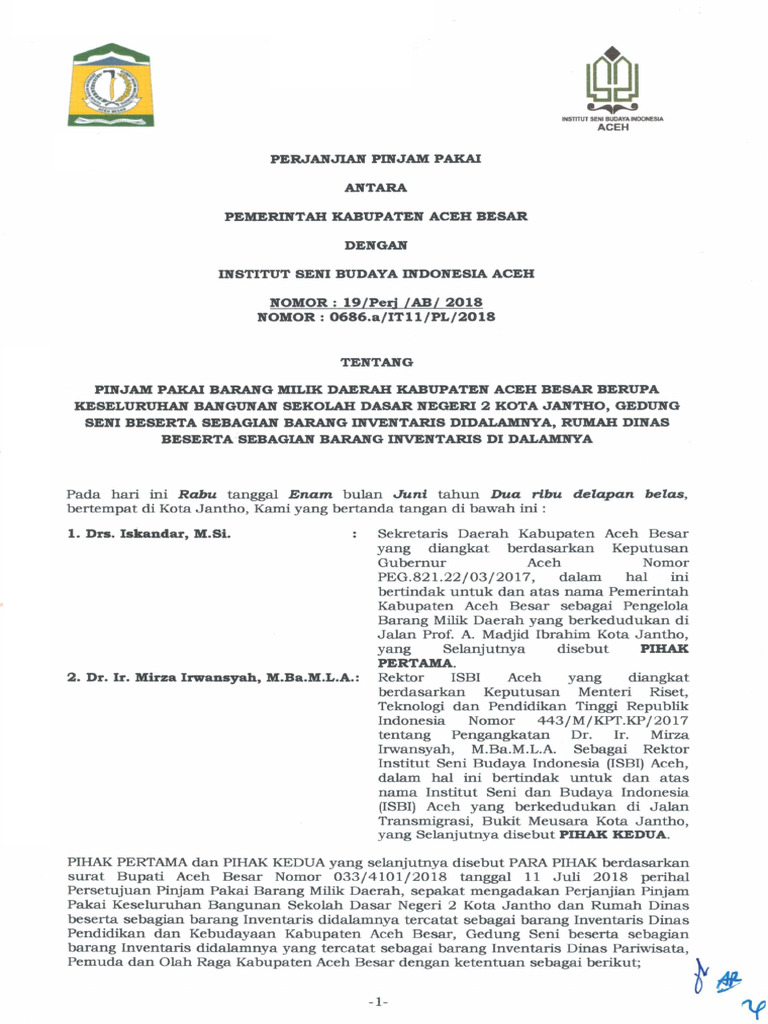 PKS Dan BAST Gedung Dispora Disdik PEMDA 2018 | PDF