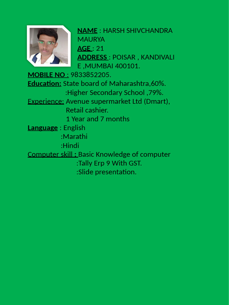 HARSH RESUME MAKING | PDF