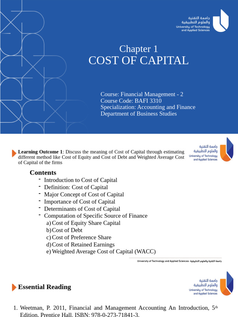 Chapter 1 - Cost of Capital - Student | PDF | Cost Of Capital | Capital Structure