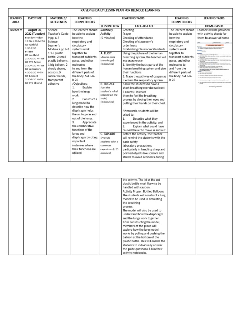 RAISEPlus Q1 W1 Aug 30-Sept 1, 2022 | PDF | Artery | Blood Vessel