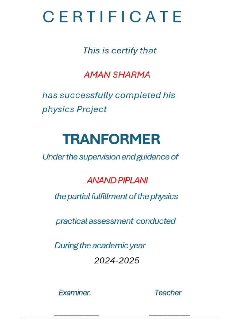 Physics Certificate | PDF