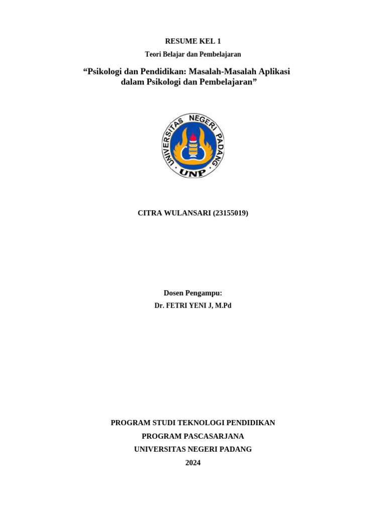 Citra Wulansari - Resume Kel 1 - Teori Belajar | PDF