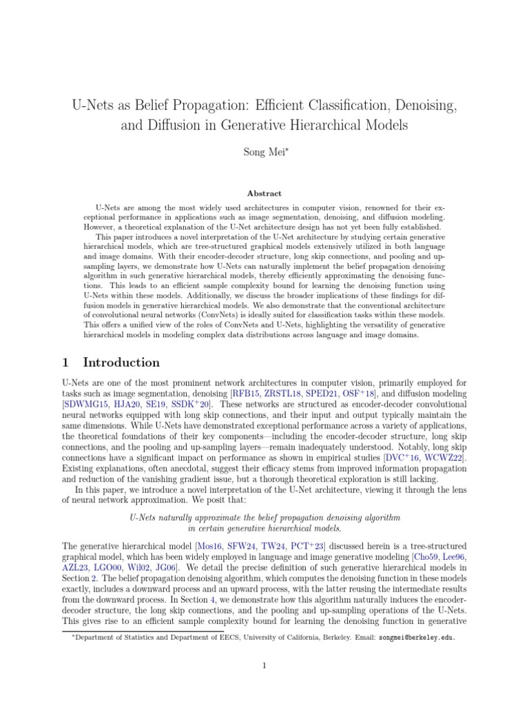 U-Nets As Belief Propagation Efficient Classification, Denoising, and ...