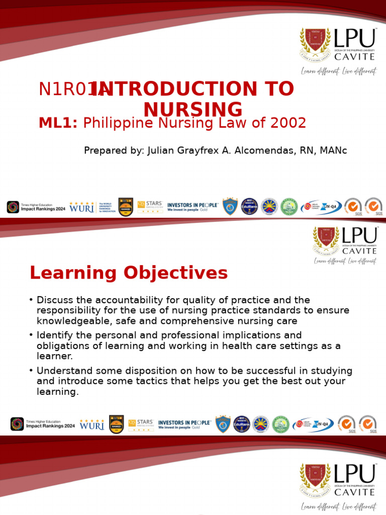 ITN ML1 The Philippine Nursing Law of 2002 | PDF | Nursing | U.S. Securities And Exchange Commission
