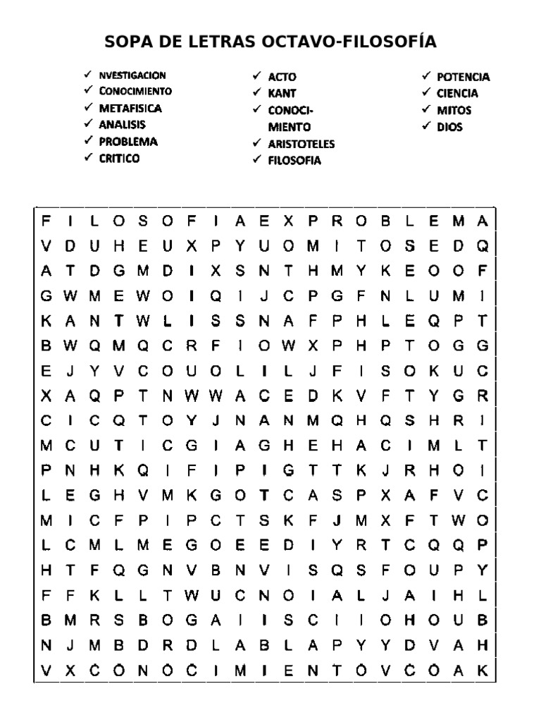 SOPA DE LETRAS- OCTAVO | PDF