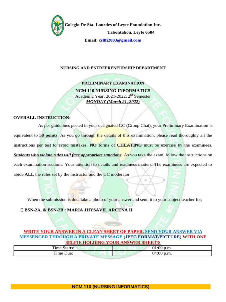 PRELIMS NCM 110 Nursing Informatics | PDF | Computer Data Storage | Random Access Memory