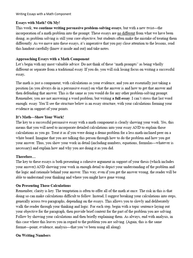 Essays With A Math Component | PDF | Essays | Thought