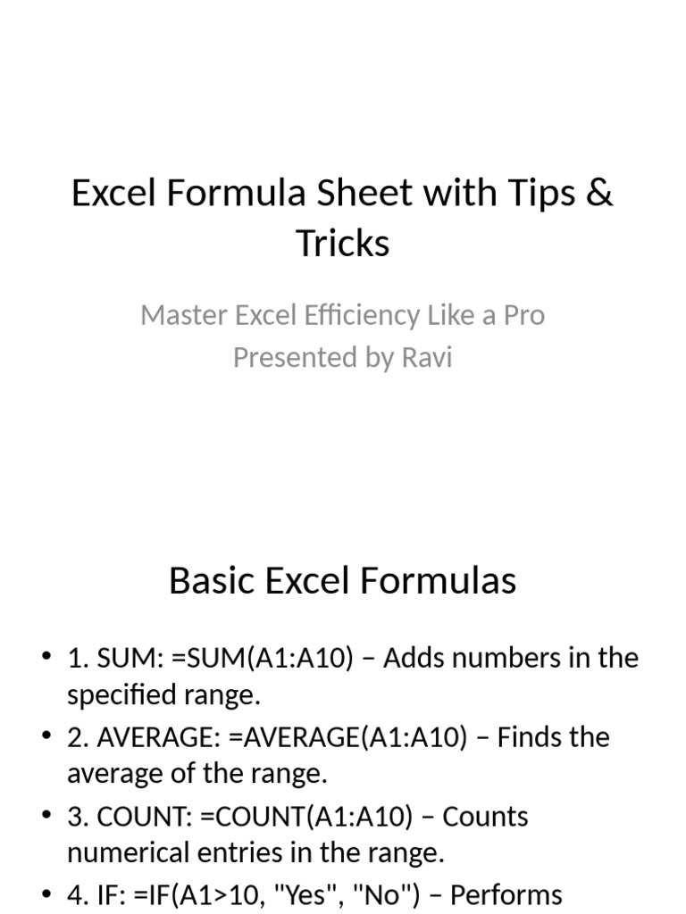 Essential Excel Formulas & Tips | PDF | Computer Data | Computing