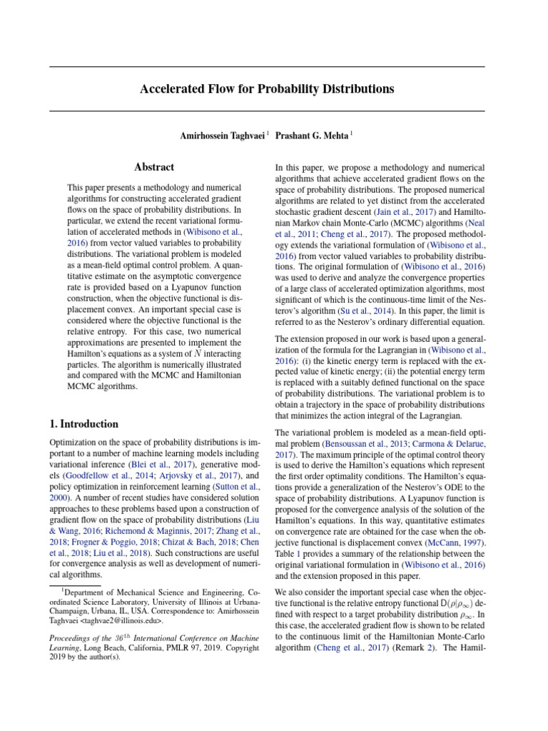 Accelerated Flow For Probability Distributions | PDF | Mean Squared ...