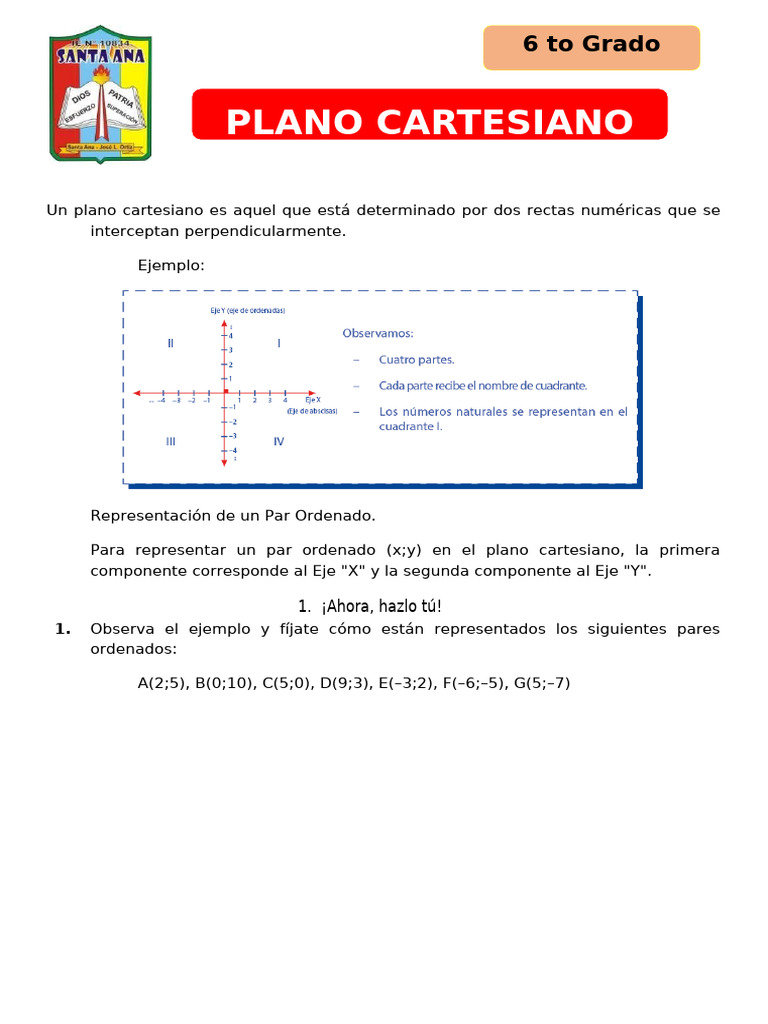Introducción al Plano Cartesiano | PDF