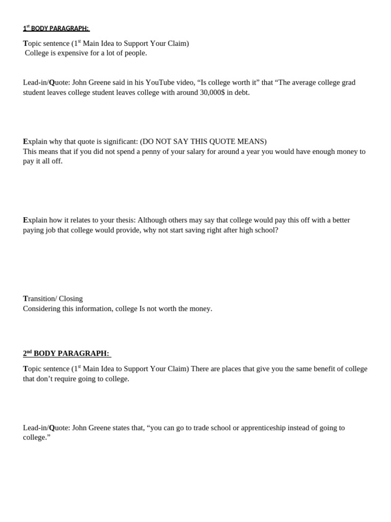 Body Paragraphs | PDF