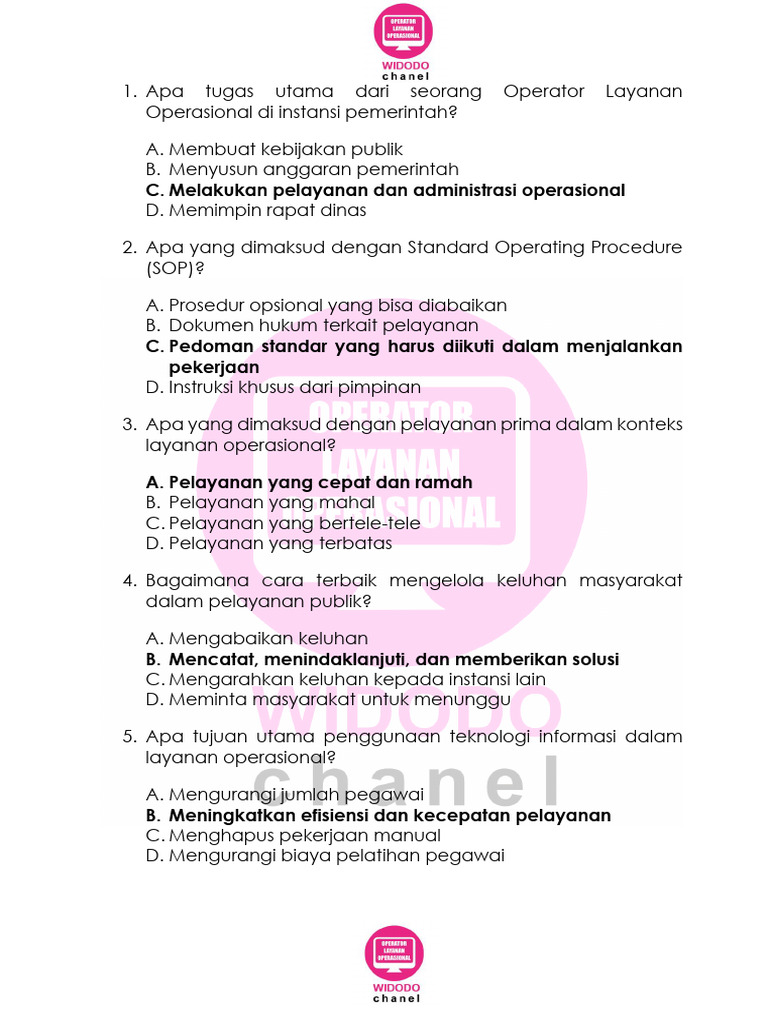 CASN2024 - LATIHAN SOAL Operator Layanan Operasional 1 | PDF