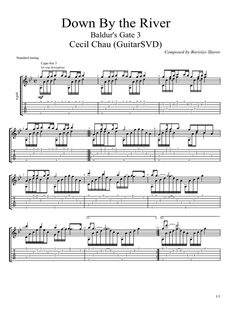 Down_By_the_River | PDF | Guitar Family Instruments | European Musical Instruments