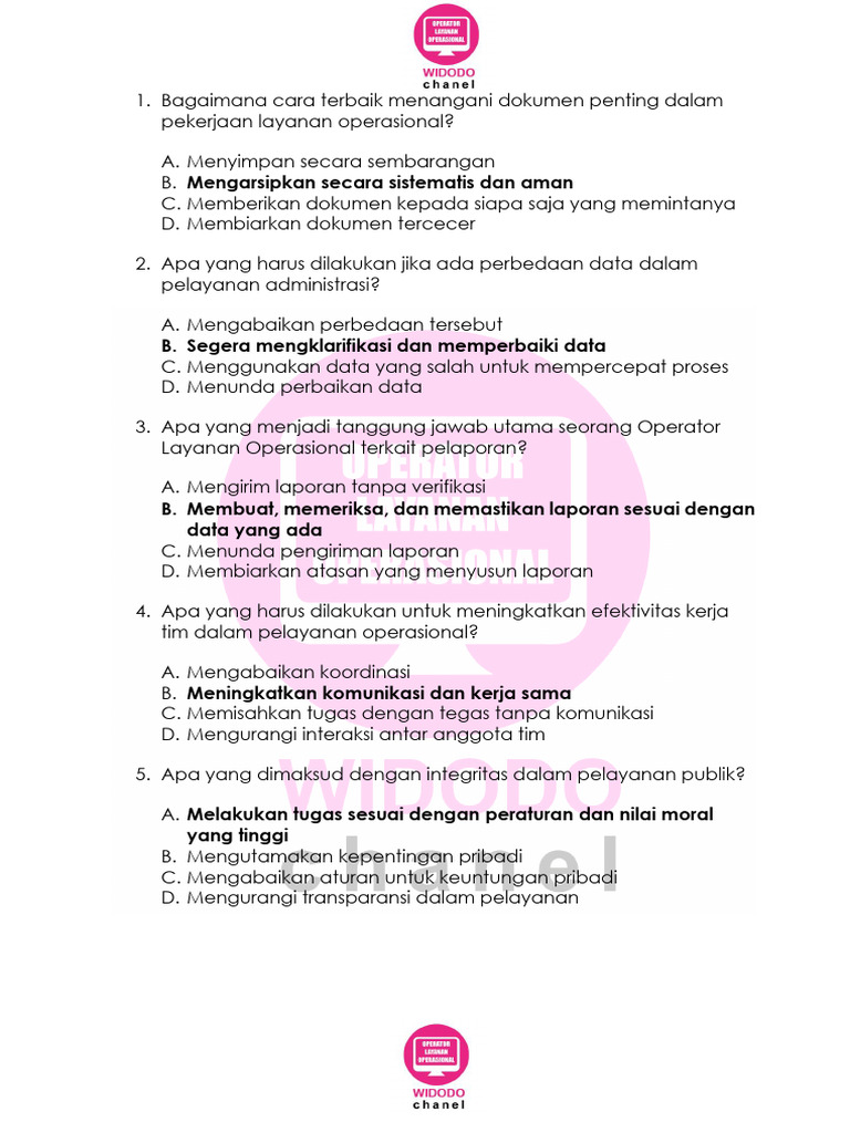 CASN2024 - LATIHAN SOAL Operator Layanan Operasional 5 | PDF