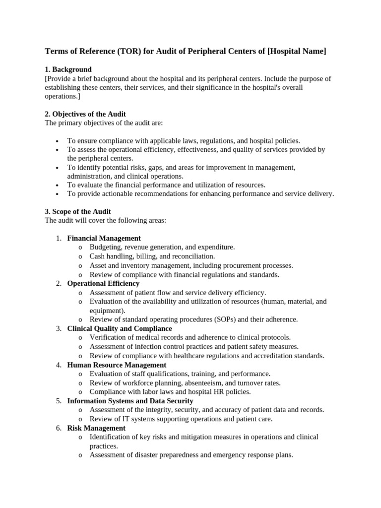 Terms of Reference | PDF | Audit | Regulatory Compliance