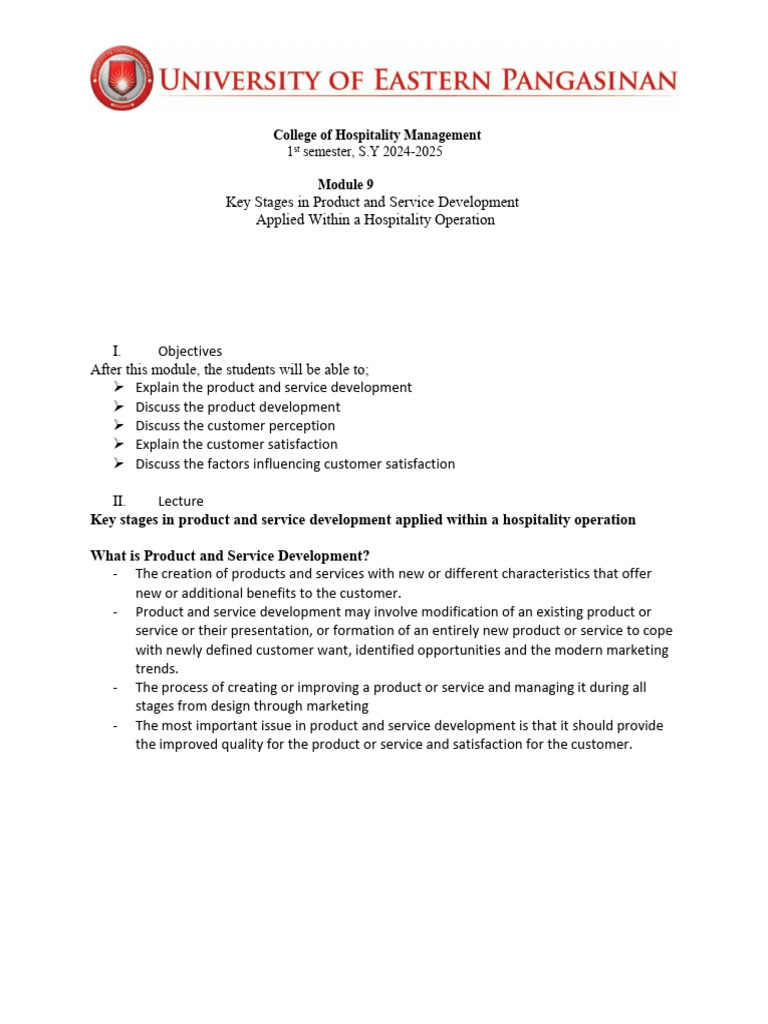 Key Stages in Product and Service Development Applied Within A ...