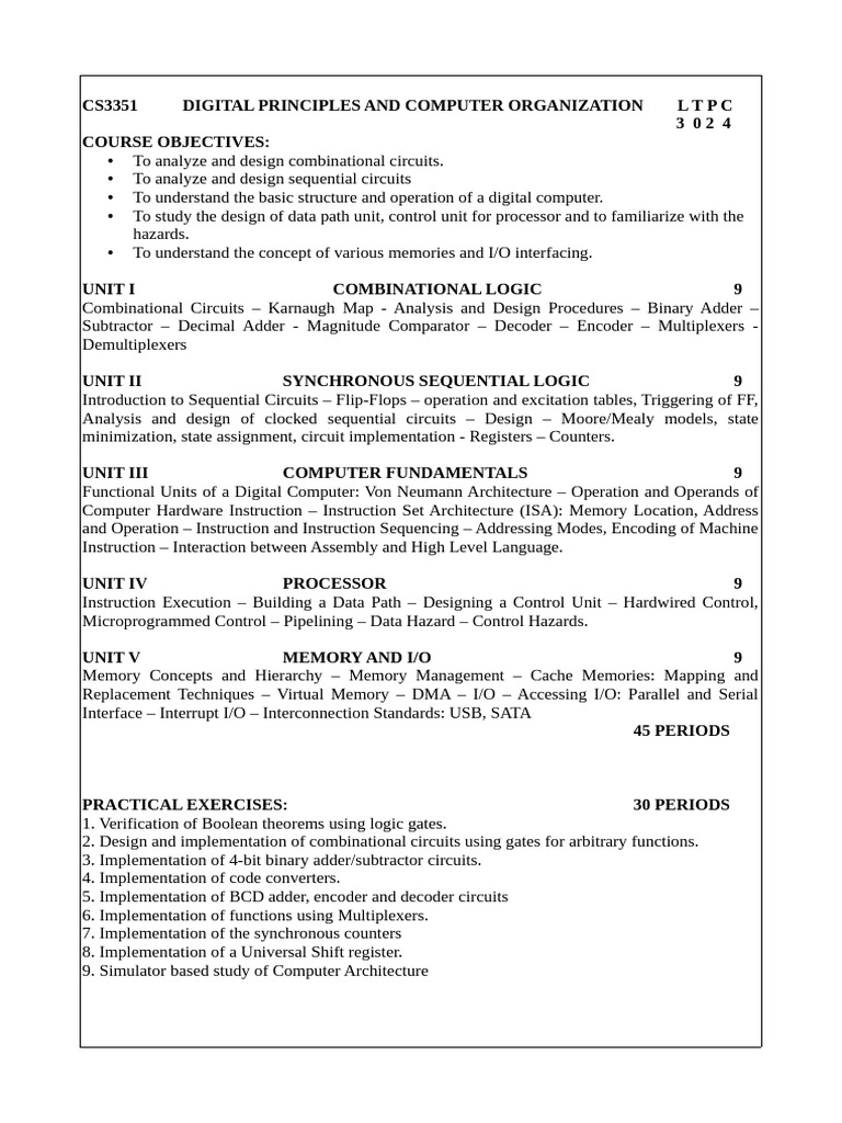 Cs3351 - DP - Co Unit 2 Reg2021 | PDF | Central Processing Unit | Computer Architecture