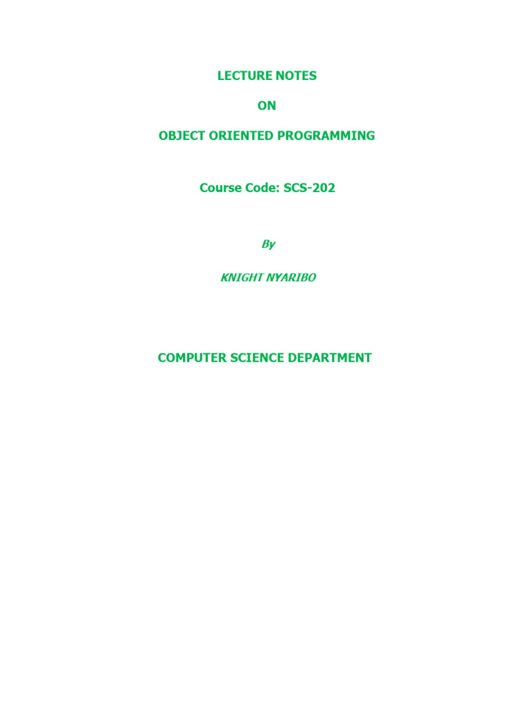SCS 202 Object Oriented Program 2024 | PDF | Inheritance (Object Oriented Programming) | Class ...