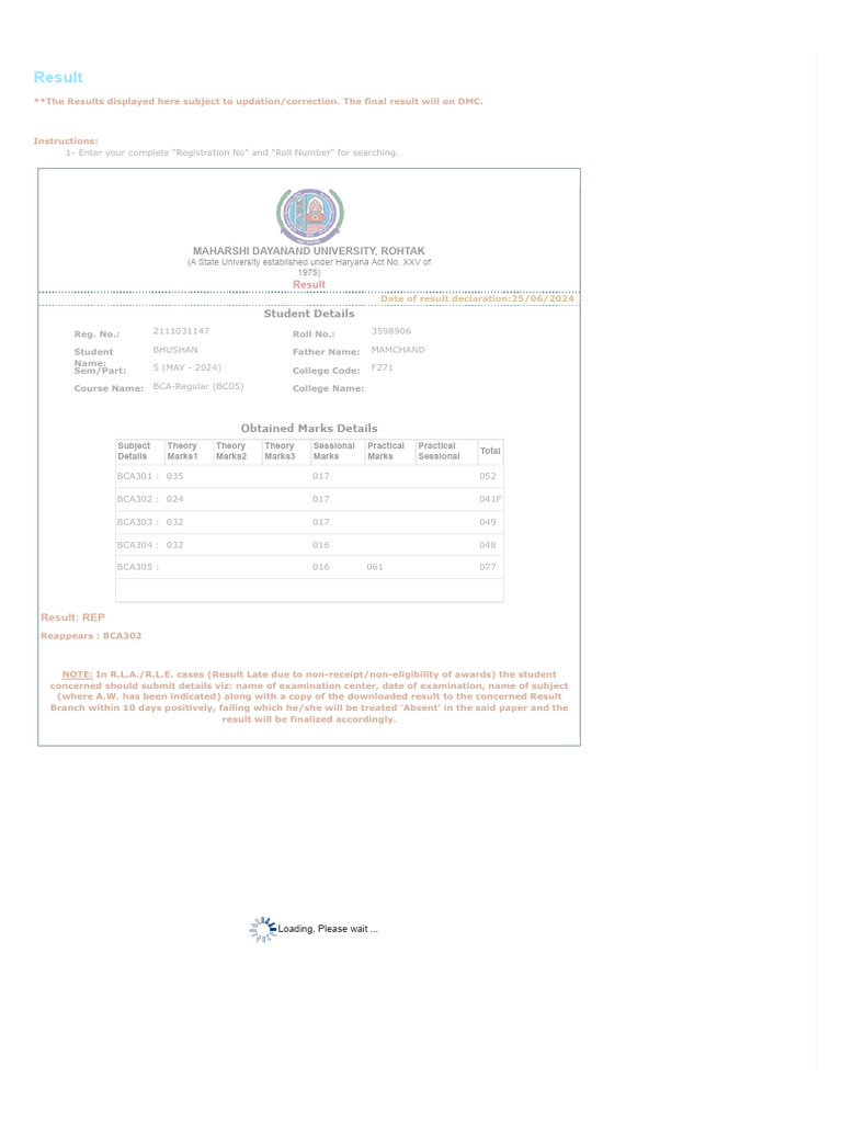 5th Sem Result 2024 | PDF 5th Sem Result 2024 | PDF